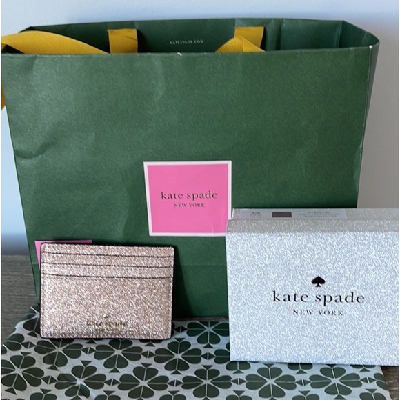 kate spade | Bags | Kate Spade Rose Gold Glitter Card Holder Kate Spade ...